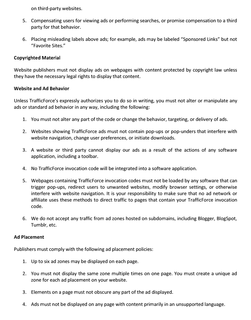 Acceptable Use Policy Traffic Force